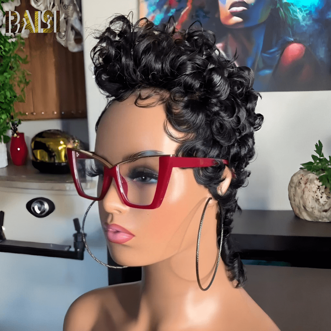 BAISI Full Lace Pixie Wavy WIth Small Tail Wig – BAISI HAIR