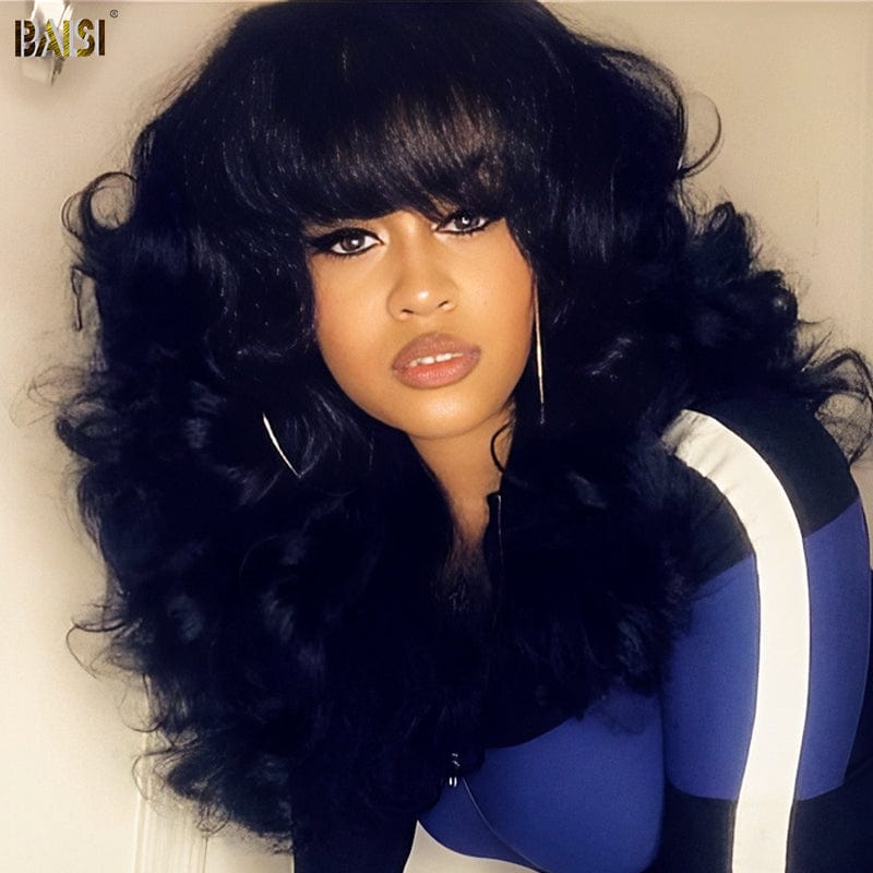 Baisi Sexy Long Full Wavy Machine Made Wig With Bang Baisi Hair
