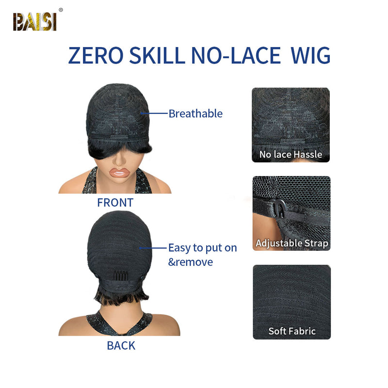 BAISI Dark Burgundy Finger Wave Pixie Cut Wig – BAISI HAIR