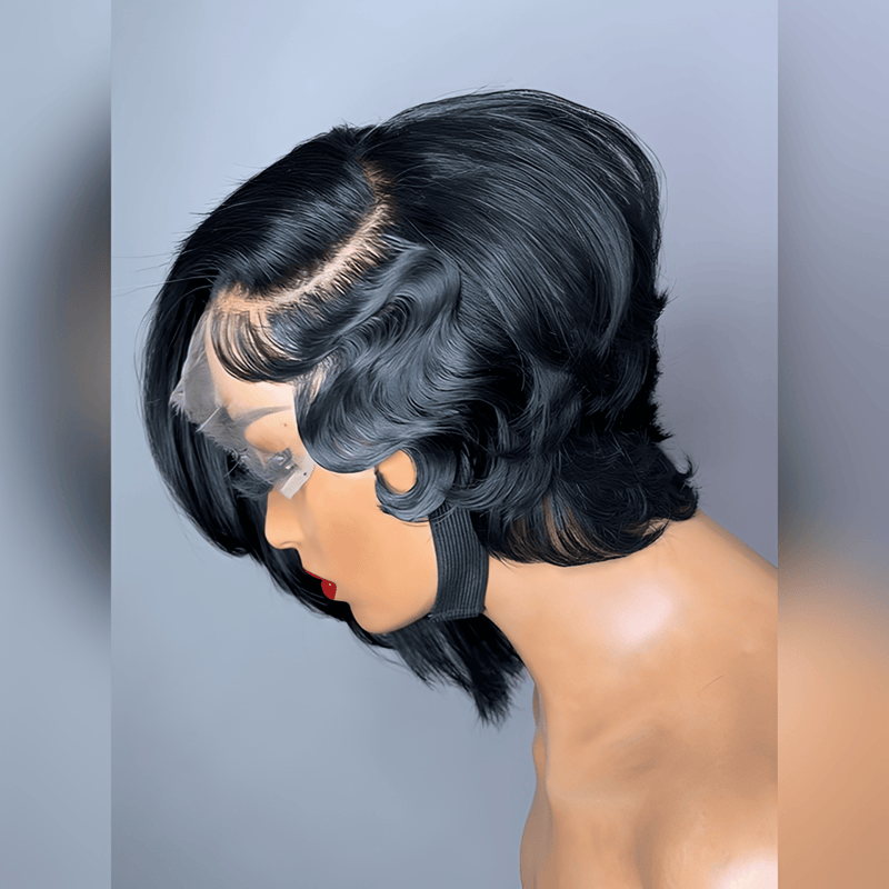 BAISI Straight BOB Short 13X6 Lace Side Part Wig For Black Women ...