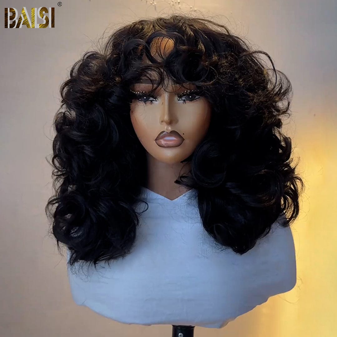 BAISI Sexy Boucy Wavy Machine Made WIg With Bang – BAISI HAIR