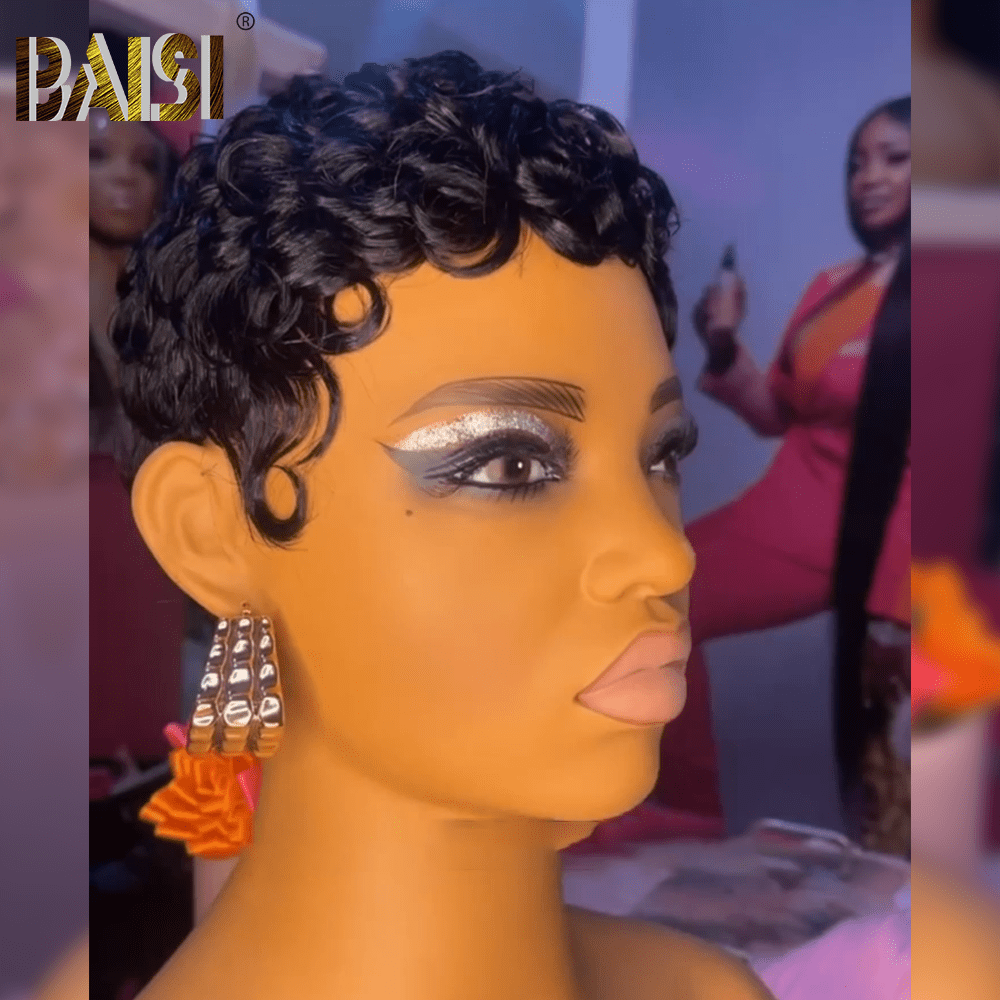 BAISI Pixie Finger Wave Machine Made Wig – BAISI HAIR