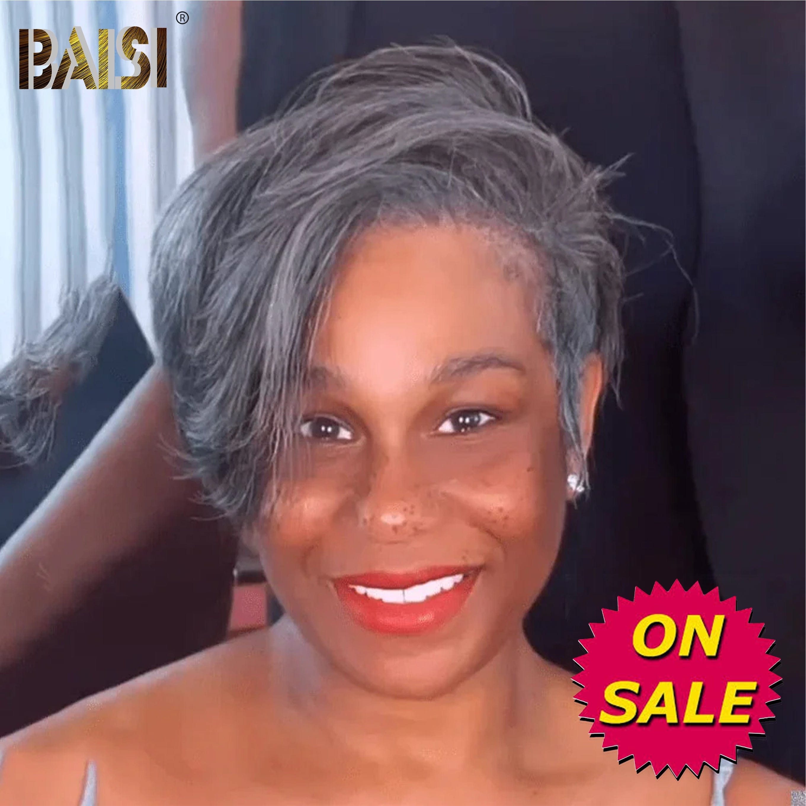 BAISI Short Side Part Grey Pixie Lace Wig – BAISI HAIR