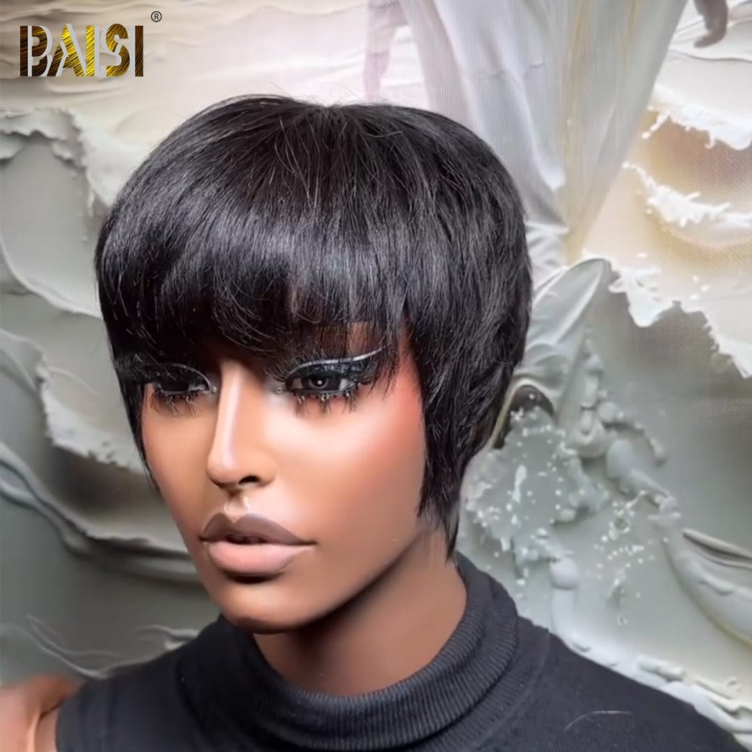 BAISI Machine Made Full Bang Pixie Short Cut Wig – BAISI HAIR