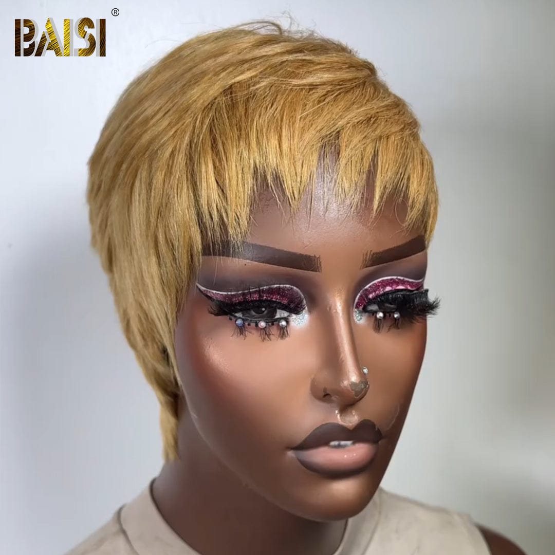 BAISI Machine Made Honey Blonde Pixie Wig – BAISI HAIR