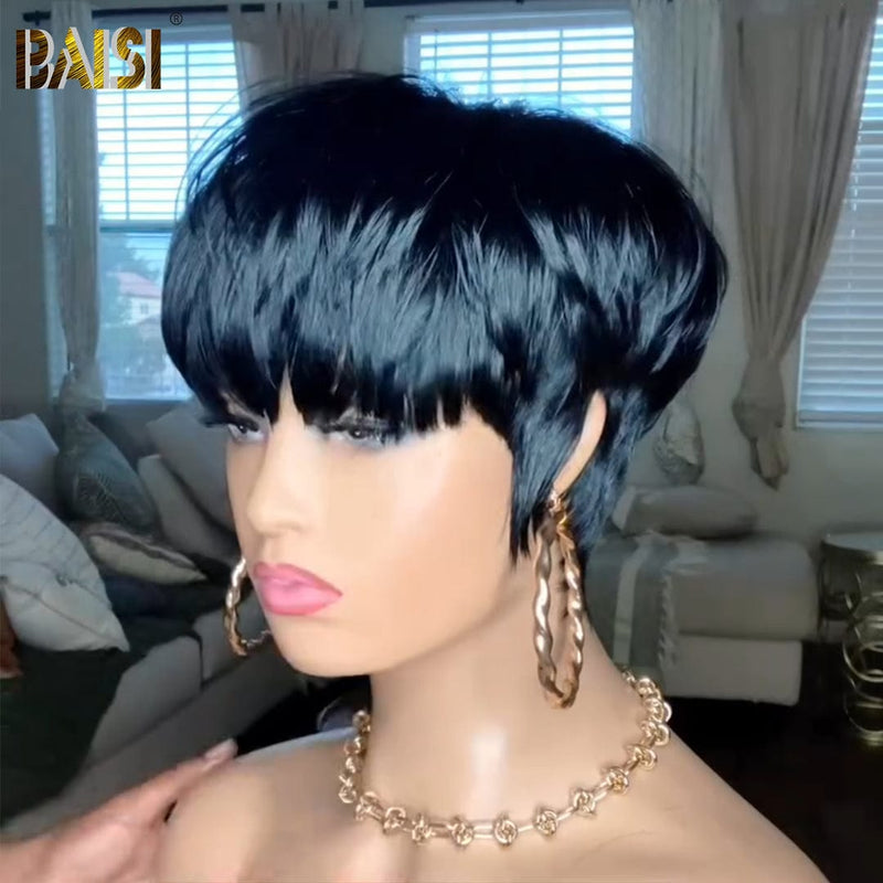 BAISI Natural Black Color Pixie Cut Light Wig – BAISI HAIR