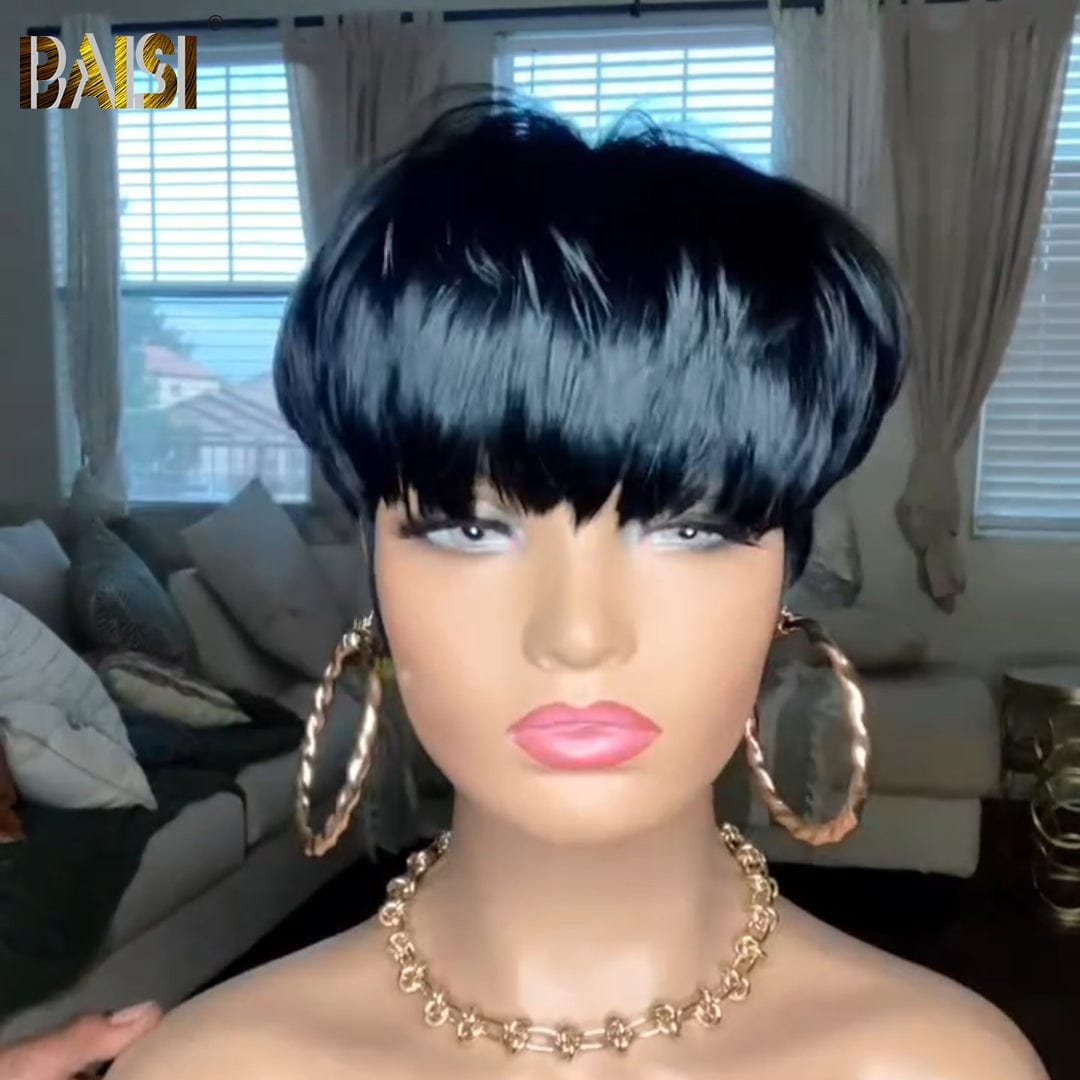BAISI Natural Black Color Pixie Cut Light Wig – BAISI HAIR