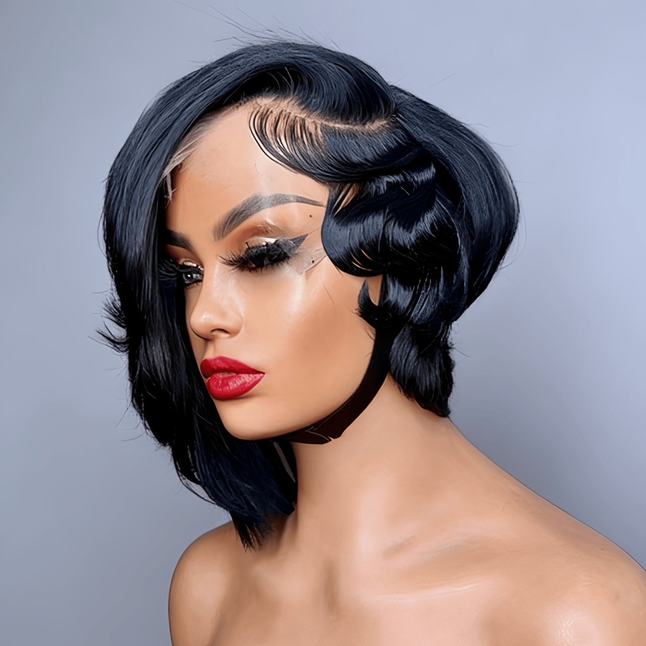 BAISI Straight BOB Short 13X6 Lace Side Part Wig For Black Women ...