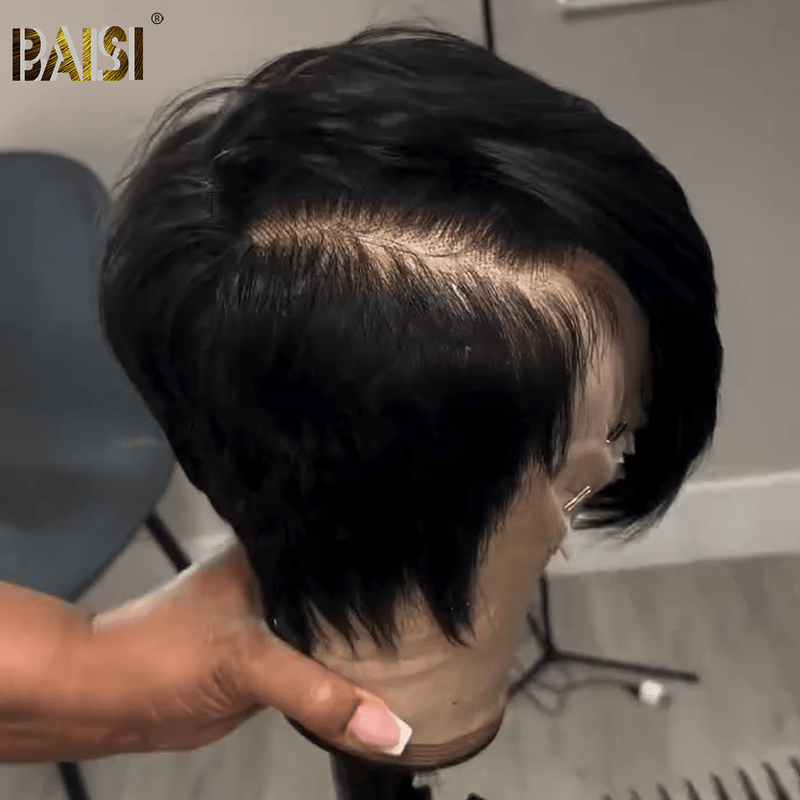 BAISI Full Lace Short Bleached Knots Side Part Pixie Cut Wig – BAISI HAIR