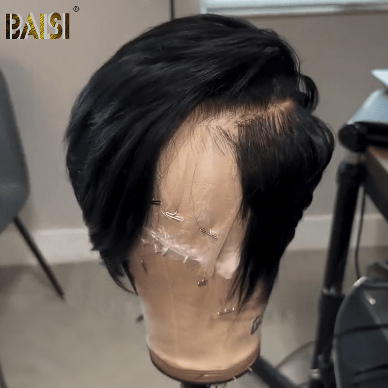 BAISI Full Lace Short Bleached Knots Side Part Pixie Cut Wig – BAISI HAIR