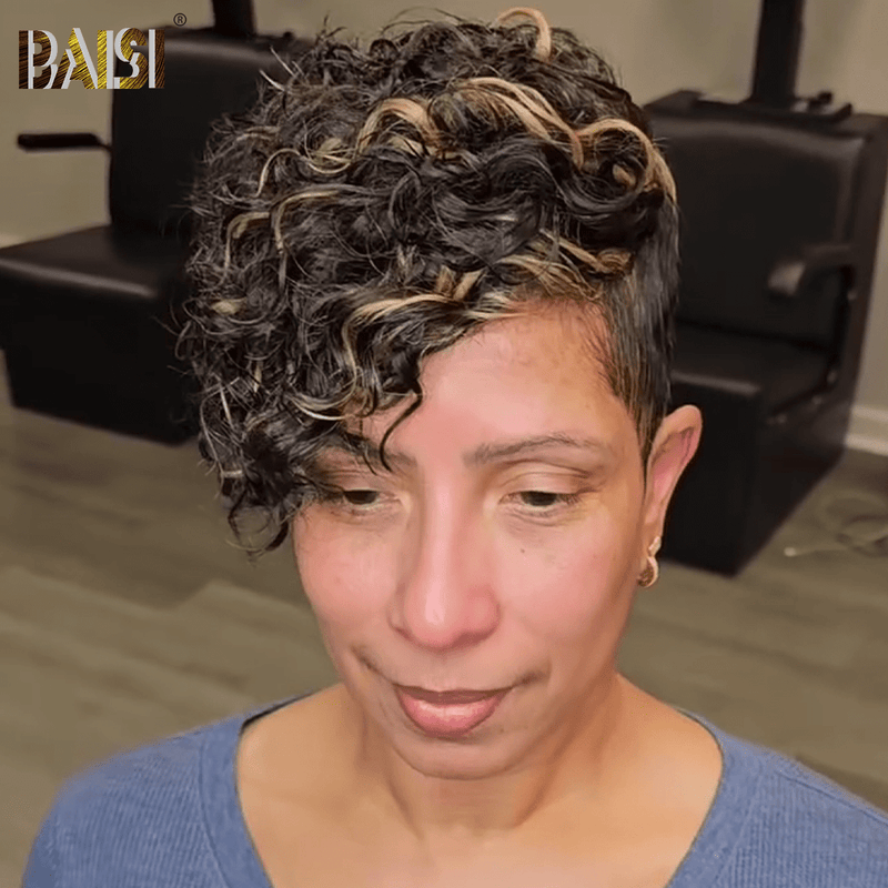 BAISI Side Part Highlight Curly Partial Topper Unit (Not A Wig) – BAISI ...