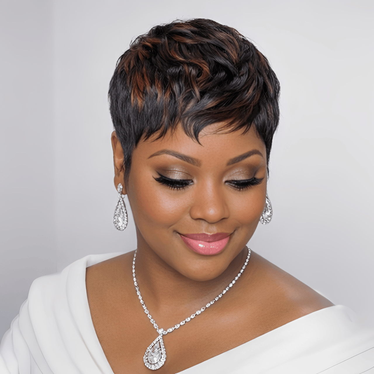 BAISI Machine Made With Ginger Highlight Pixie Wig – BAISI HAIR